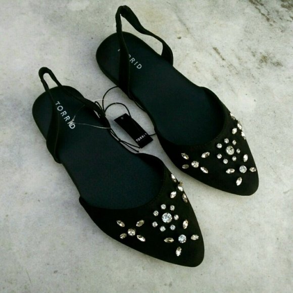 torrid | Shoes | Torrid Embellished Slingback Rhinestone Flat Wide ...